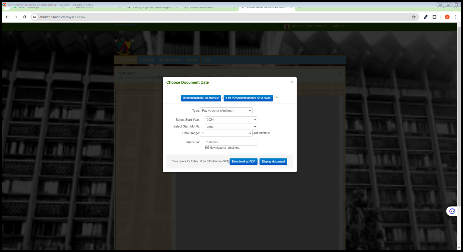 How To Download Payslip In Cameroon Monthly With Aigles Portal | Create ...